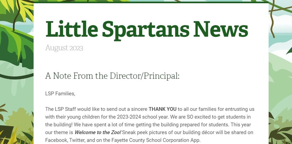 Little Spartans News- August | Little Spartans Preschool